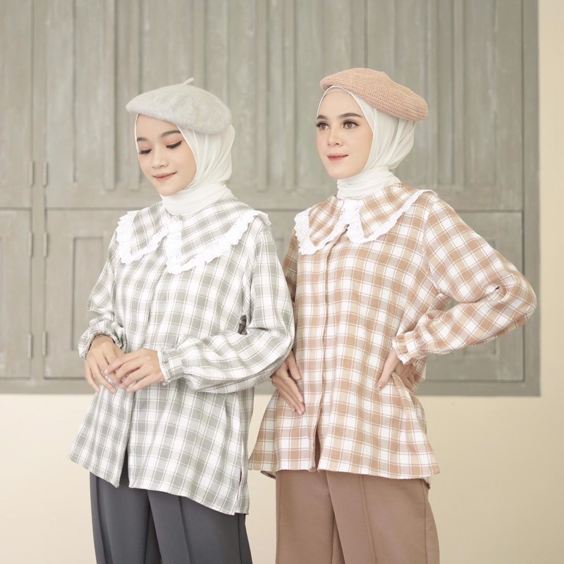 Jual Abina Blouse (Plaid & Stripy) | Shopee Indonesia