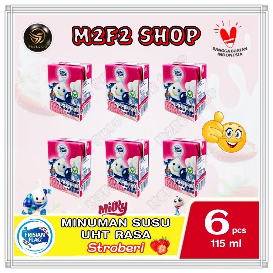 Jual Frisian Flag Susu Bendera Cair Milky Zuzhu Kotak Rasa Stroberi | Strawberry - 115 ml ...