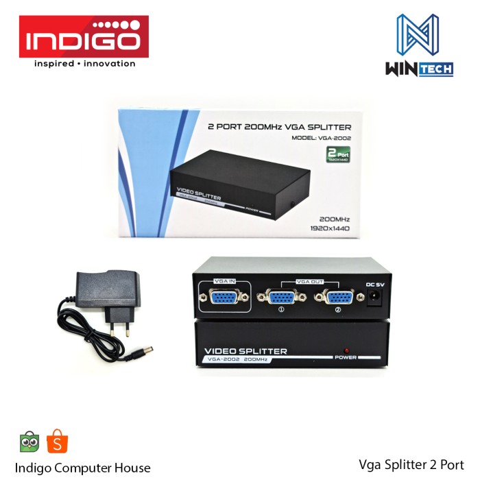 Jual VGA SPLITTER 2 PORT ADAPTOR / VGA SPLITTER 2 PORT | Shopee Indonesia