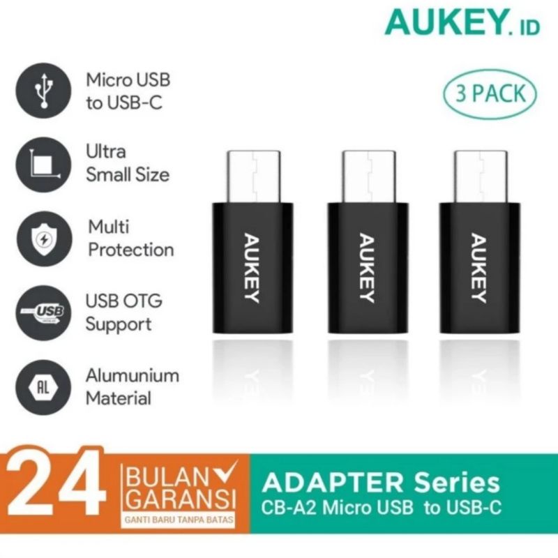 Jual AUKEY ADAPTER CB-A2 Micro USB to USB-C 3in1 | Shopee Indonesia