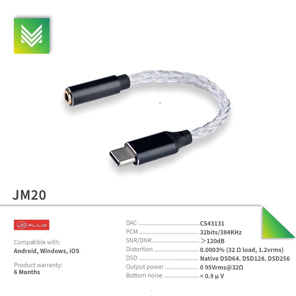 Jual JCALLY JM20 CS43131 iBasso Chip Decoding Amplifer Type C to 3.5mm ...