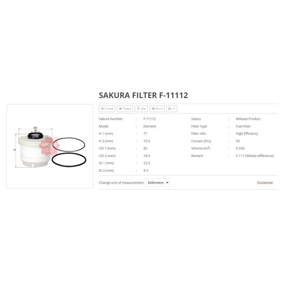Jual Filter Solar Innova Diesel Fortuner Pajero Sport Sakura F-11112 ...