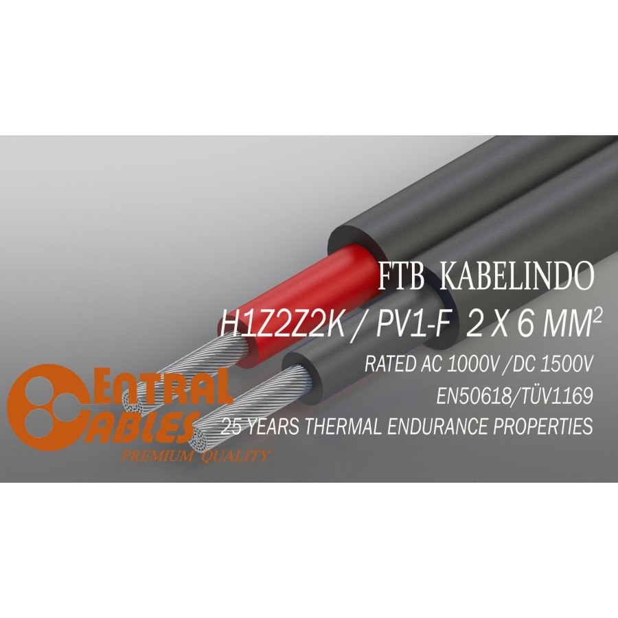 Jual KABEL SOLAR PANEL PV1-F 2x6 mm2 10 AWG H1Z2Z2-K 2x6 TWIN CORE ...