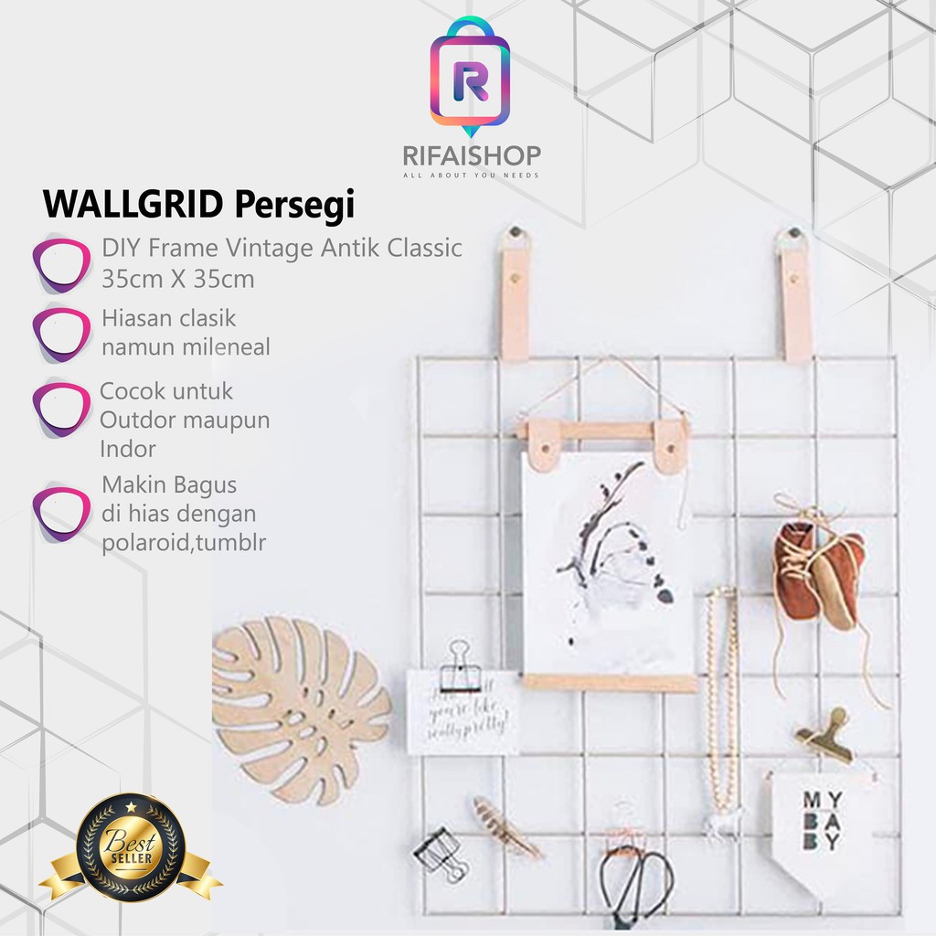 Jual Grid Dinding Wall Grid Kawat Hiasan Dinding 35 X 35 | Shopee Indonesia