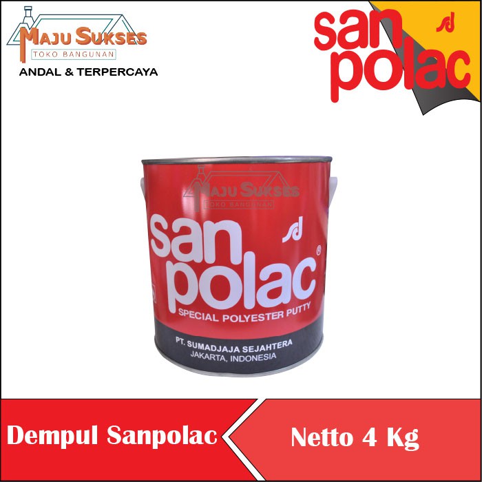 Jual DEMPUL SANPOLAC SAN POLAC 4 KG DEMPUL PLASTIK MOBIL MOTOR BESI ...
