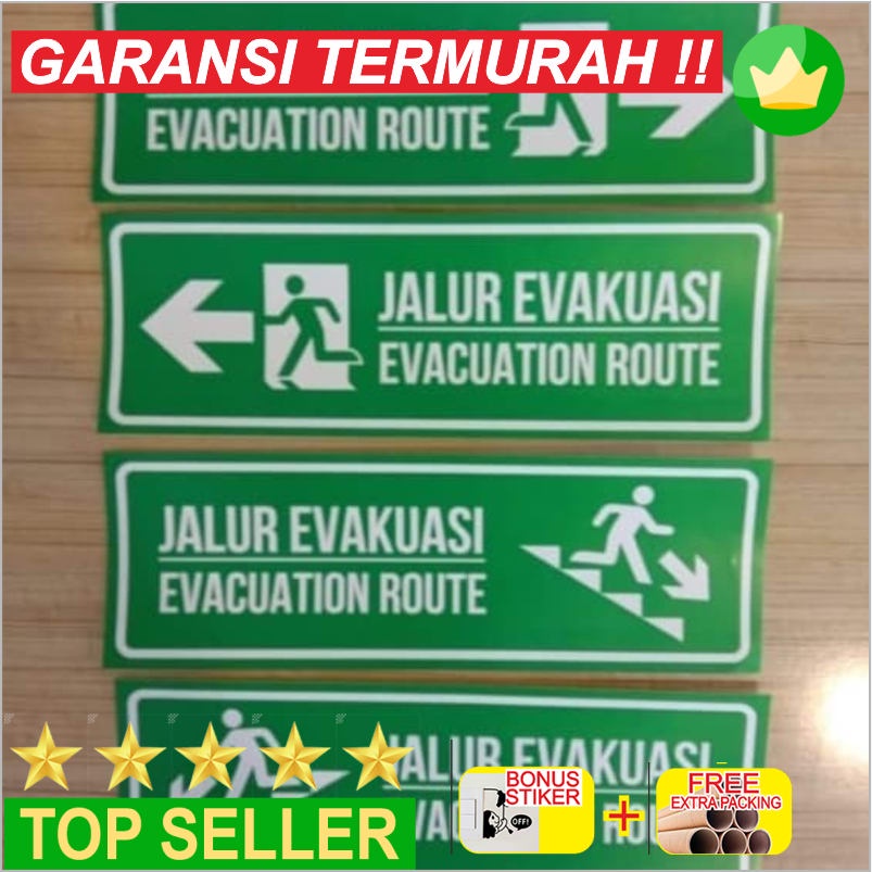 Jual Murah Stiker rambu Evakuasi K3 ( 2 bahasa ) 10x30 - Stiker Elegan ...