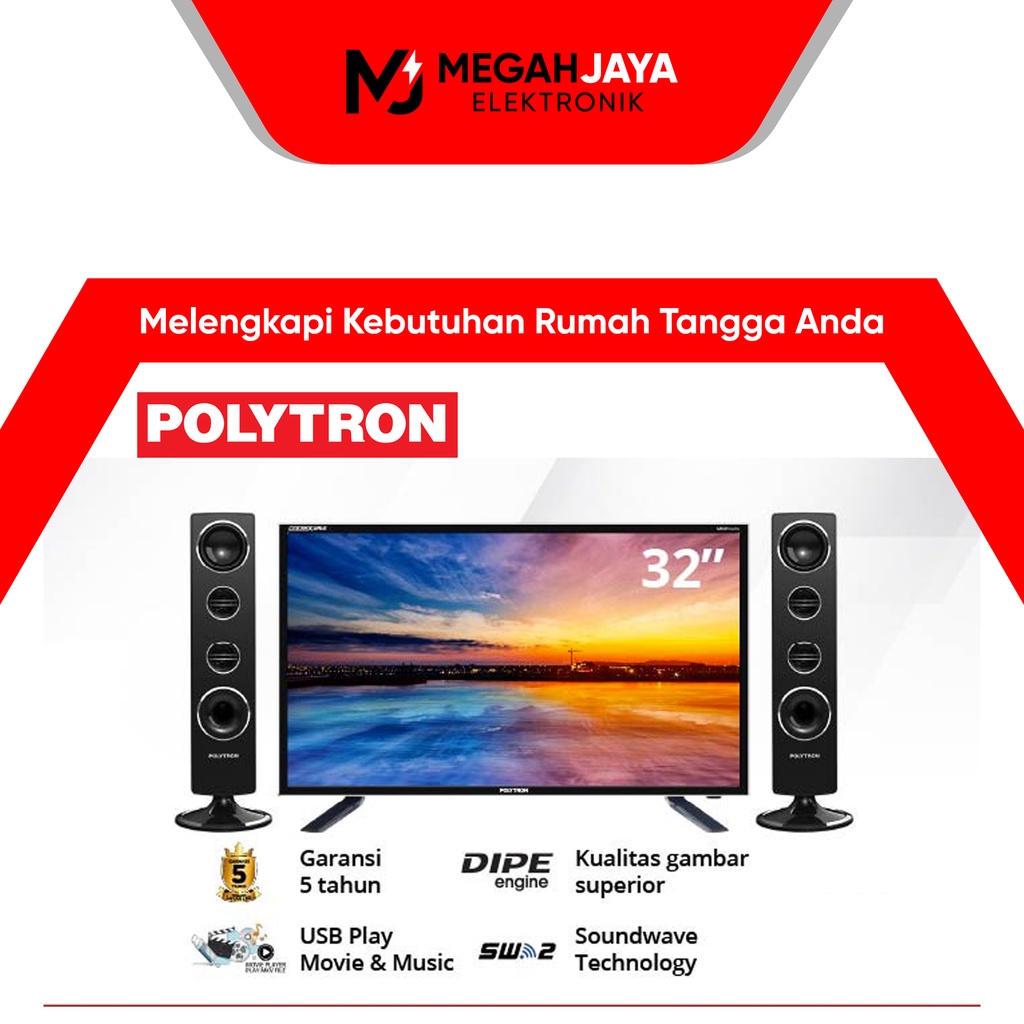 Jual [COD READY] POLYTRON TV LED PLD 32T1506 + SPEAKER TOWER (32 INCH ...