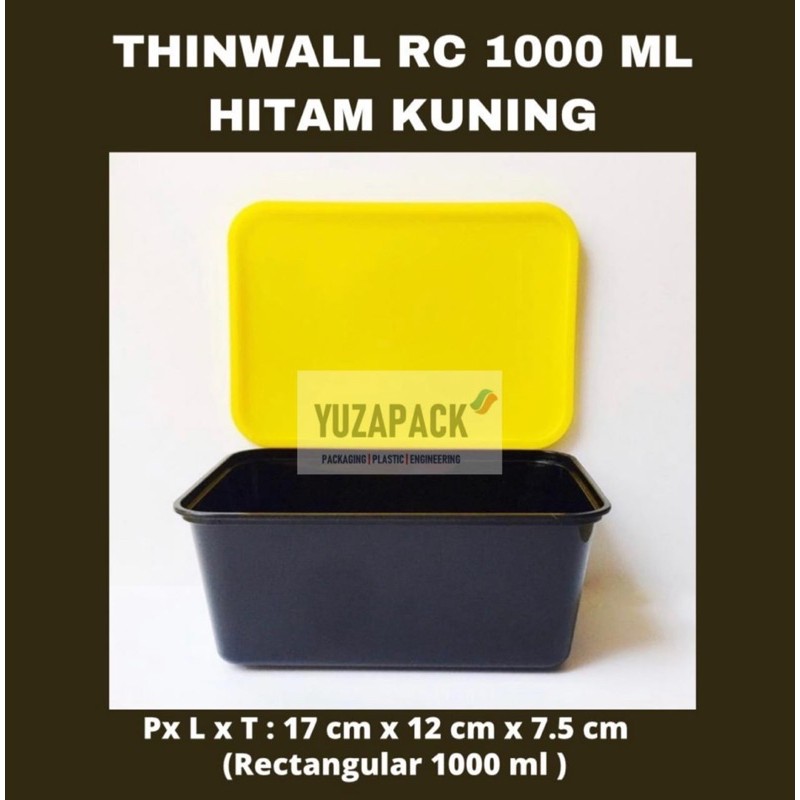 Jual Thinwal Rectangular 1000 ml Hitam Kuning Food Container / Take ...