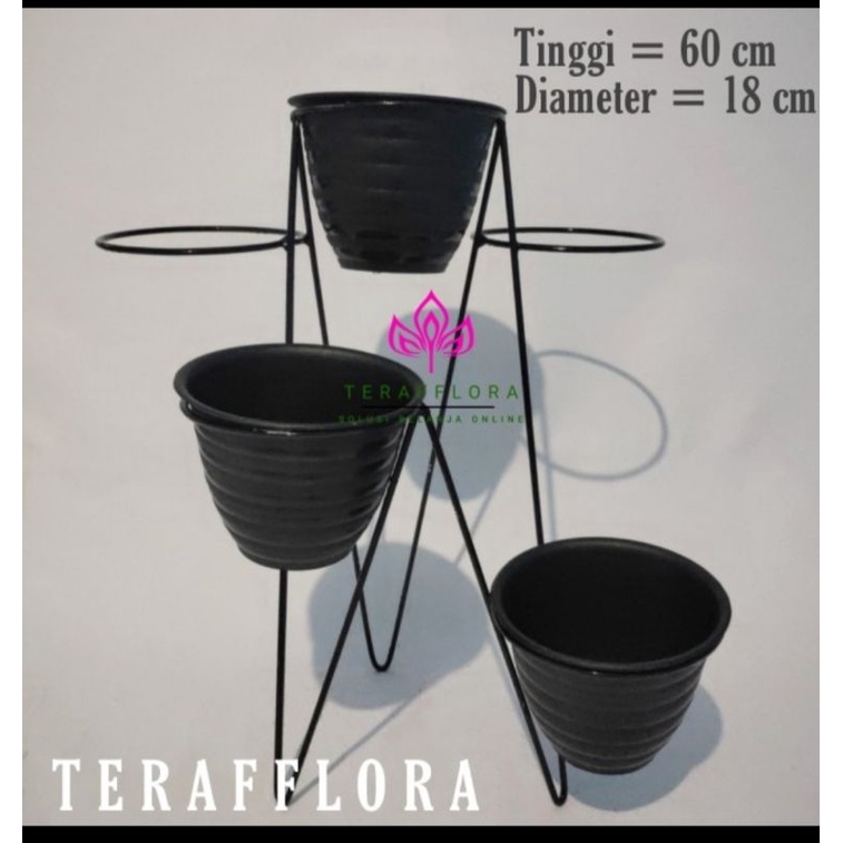 Jual STANDING RAK POT BUNGA BESI HIAS TANAMAN 5 LUBANG | Shopee Indonesia
