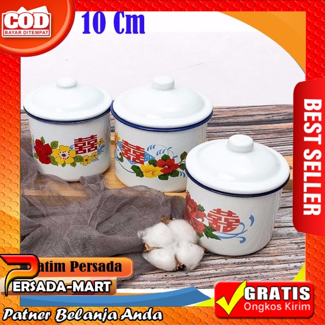 Jual Gelas Mug Cangkir Enamel Klasik Kuno Besar 10 CM FREE Tutup ...