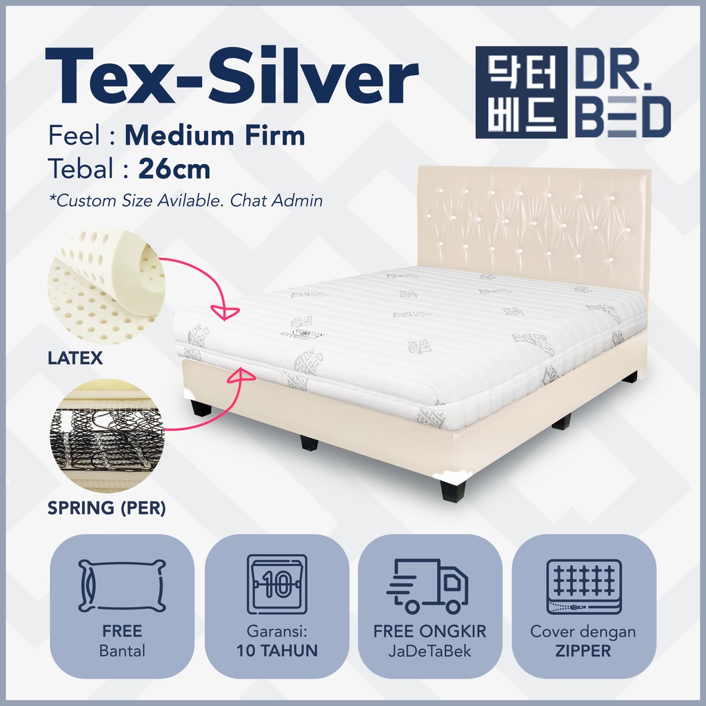 Jual Kasur Springbed Fullset DR.BED Latex Tex Silver 26 cm | Shopee Indonesia