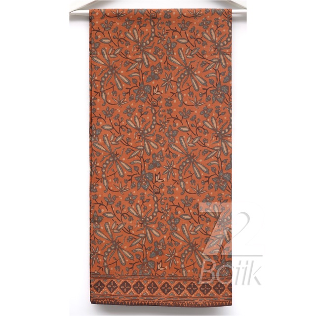 Jual KAIN BATIK PREMIUM Bahan Katun Motif Capung Warna Orange Terakota ...