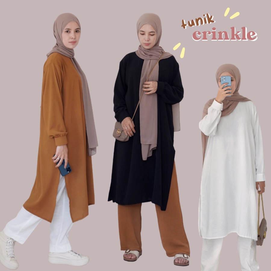 Jual TUNIK CRINKLE LD 120/ LONG TUNIK BUSUI DAN NON BUSUI/ TUNIK ...