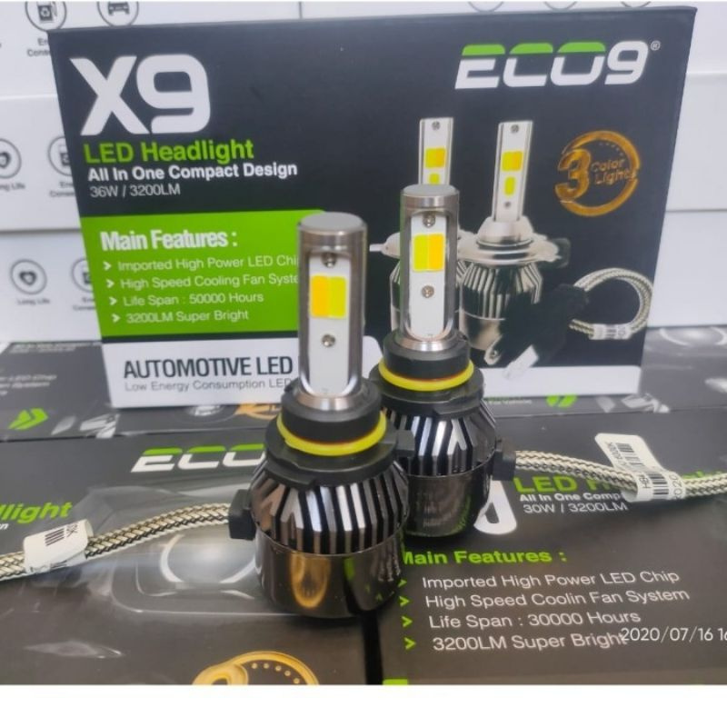 Jual LAMPU LED MOBIL 3 WARNA HEADLAMP FOGLAMP HB3 HB4 NINE LUXIMOS X9 ...