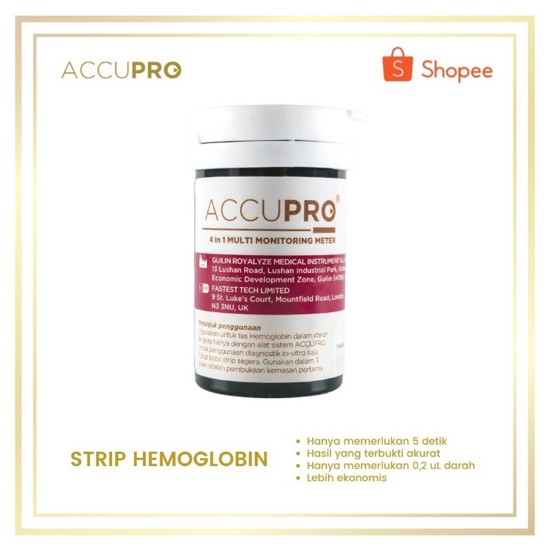Jual ACCUPRO Strip Hemoglobin / Stik Hemoglobin isi 10 Hb | Shopee ...