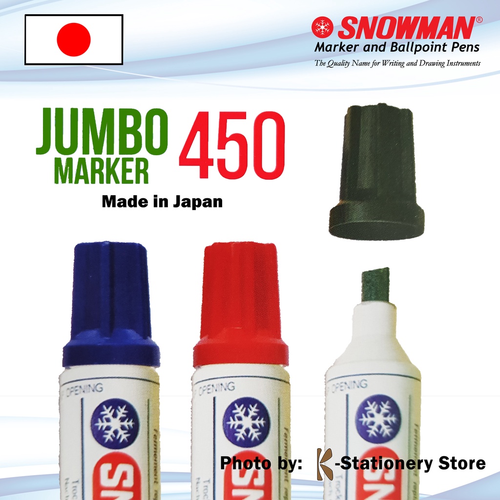 Jual Spidol Permanent Snowman Original Jumbo Marker 450 ( Hitam / Biru / Merah ) – Made in Japan ...