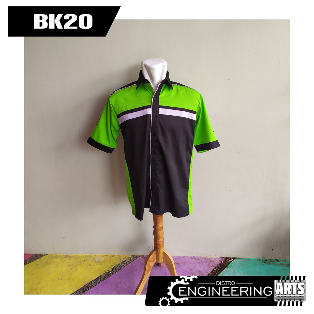 Jual Baju Kerja Lengan Pendek Warna Hijau-Hitam - Kemeja Kerja Engineer ...