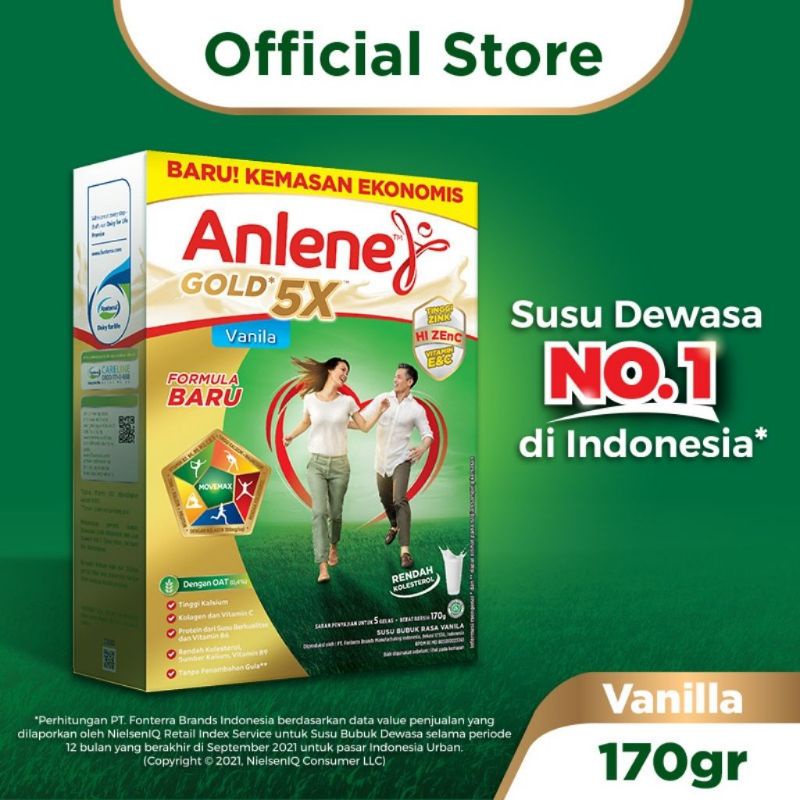 Jual Anlene Gold Plus 5x Hi-Calcium Vanila 170gr Susu Bubuk orang ...