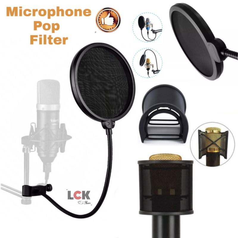 Jual Pop filter mic condenser model U dan bulat dual layer - universal ...
