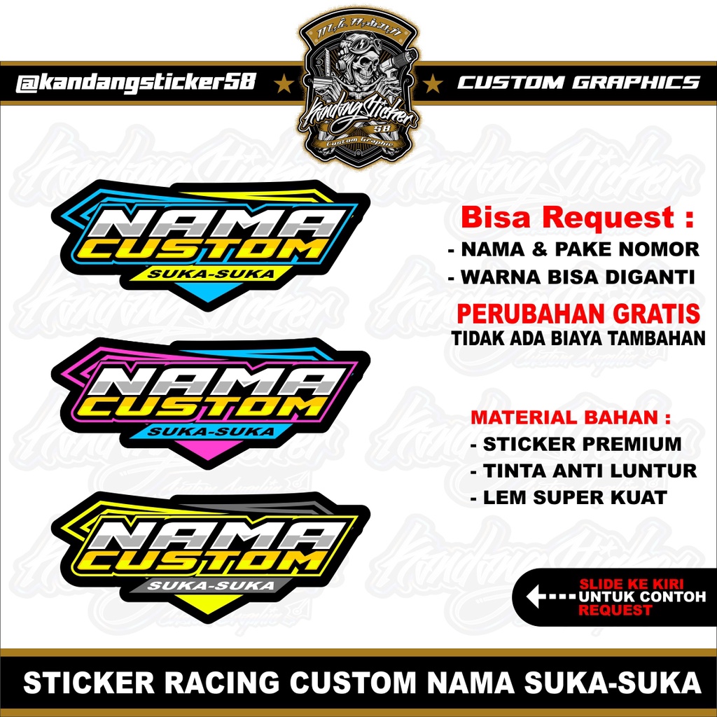Jual Stiker Racing Custom Satuan Nama Suka Suka Sticker | WAJIB BACA ...