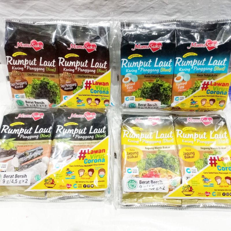 Jual Mama Suka Rumput Laut rasa Original / Korean BBQ / Jagung Manis ...