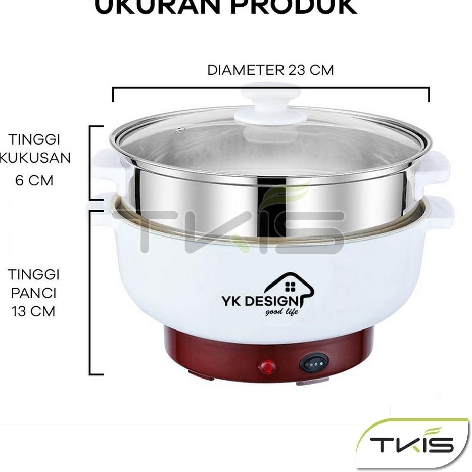 Jual Panci Listrik Multifungsi Free kukusan / Steamer Stainless Lapis Keramik Teflon YK DESIGN ...