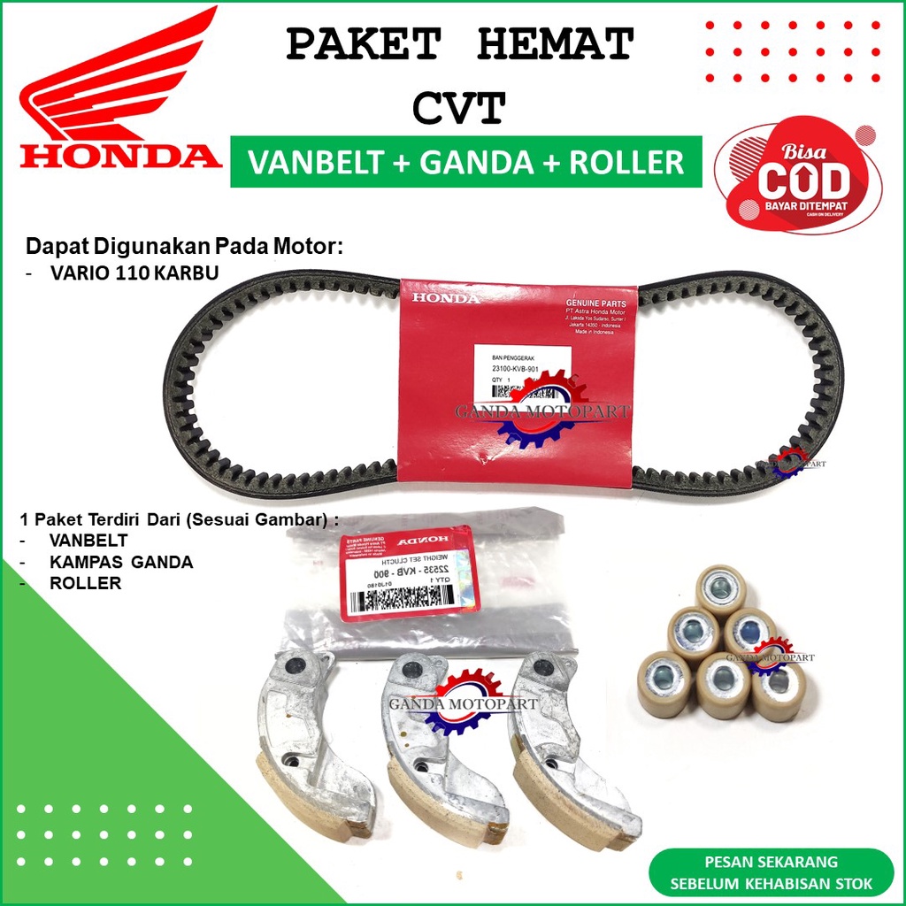 Jual PAKET VANBELT KAMPAS GANDA ROLLER VARIO 110 CW TECHNO KARBU 2006 ...