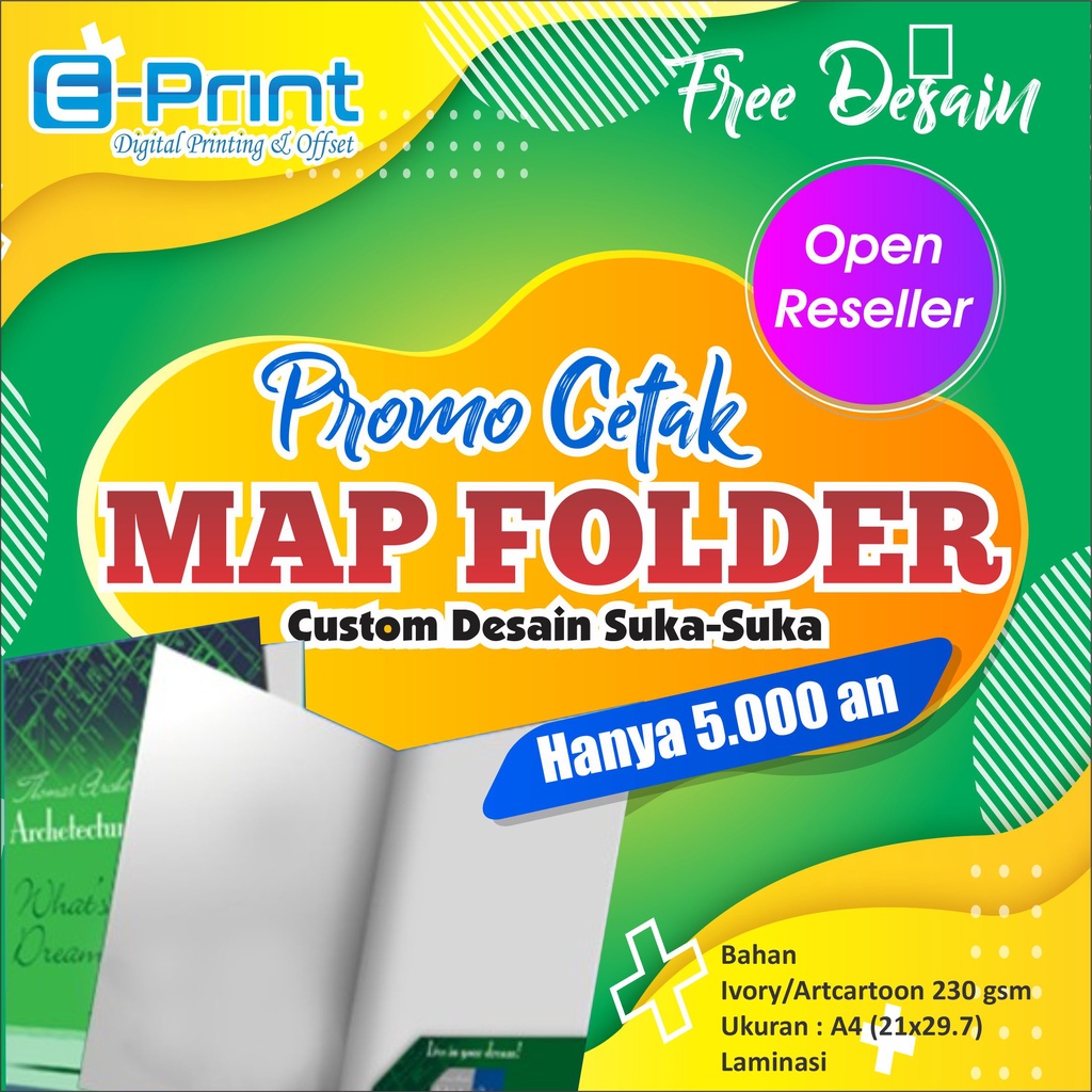 Jual CETAK MAP FOLDER (min.30pcs) DESAIN CUSTOM FREE | Shopee Indonesia