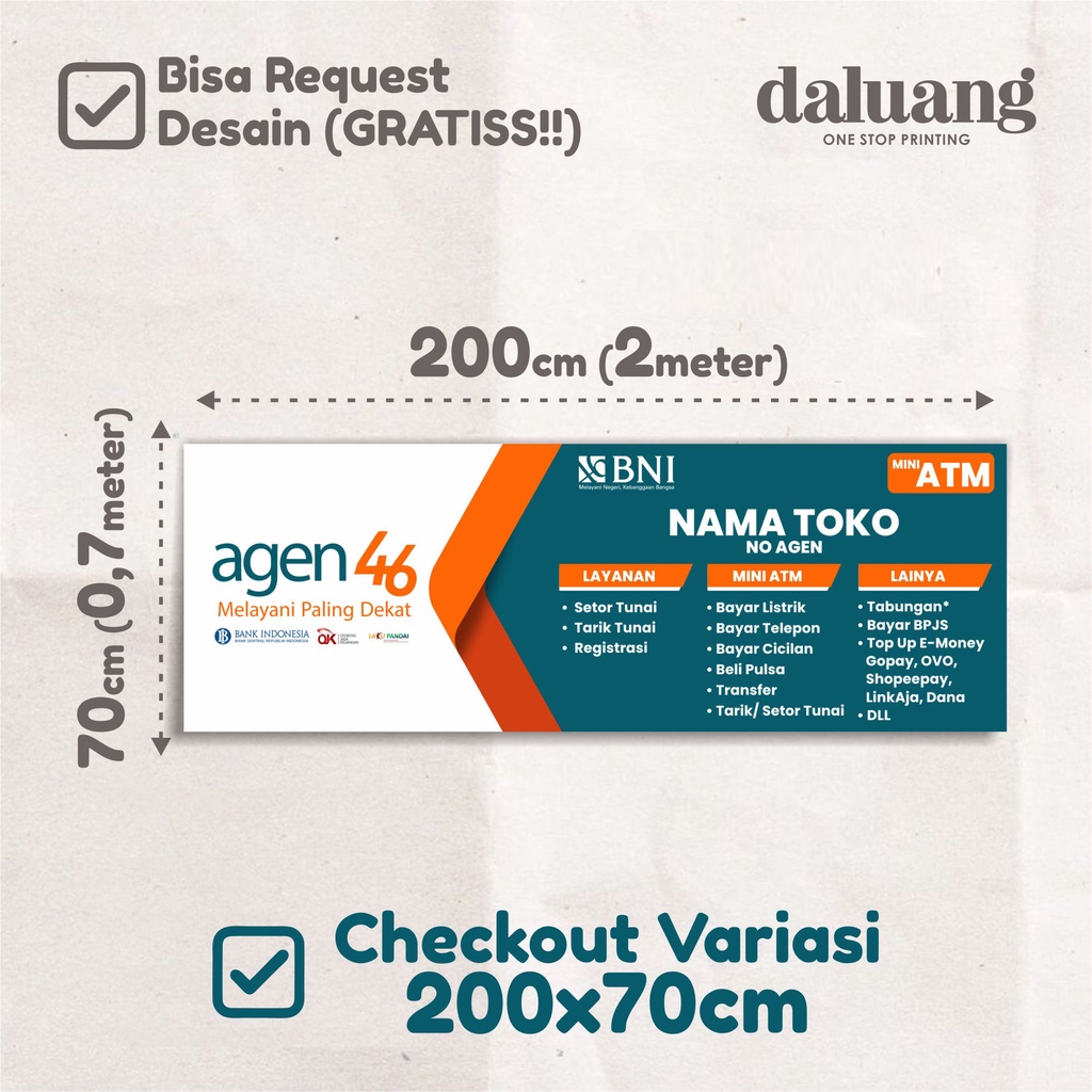 Jual Spanduk Banner Agen 46 Agen46 BNI Custom (Banner Part 3 Ukuran ...