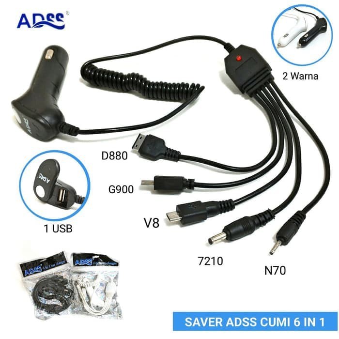 Jual Saver Mobil Car Charger Adss 6 in 1 | Shopee Indonesia