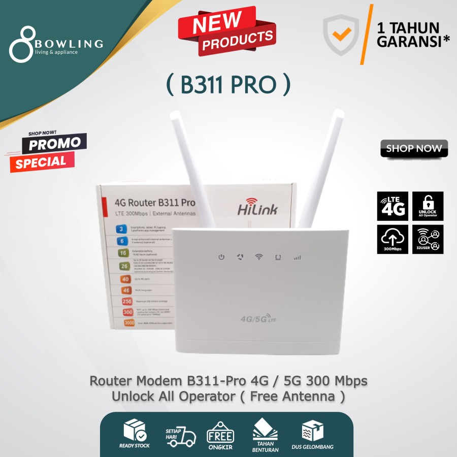 Jual Router Modem B311 PRO 300Mbps 5G / 4G Unlock All Operator Free ...