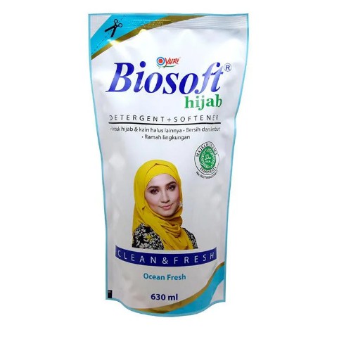 Jual Yuri Biosoft Hijab Detergent+Softener Ocean Fresh 630ml Pouch BIO11392 | Shopee Indonesia