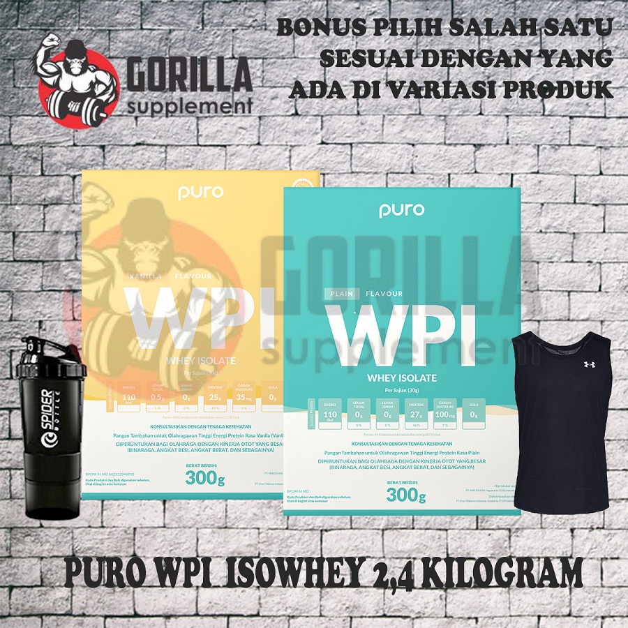 Jual PURO NUTRITION WPI 2400 Gram 80 Serving - Whey Protein Isolate ...