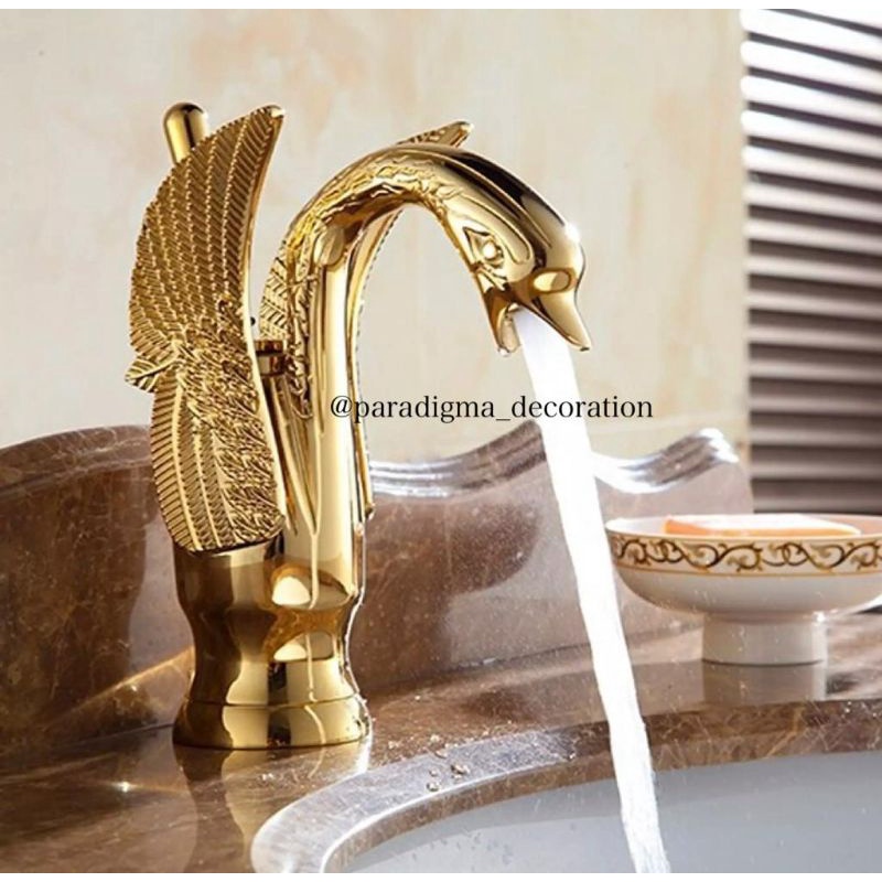 Jual Gold Swan Sink Faucet Kran Keran Sultan Mewah Bentuk Ikan Burung ...