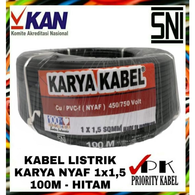 Jual Kabel Listrik Serabut KARYA NYAF 1x1,5 1x1.5 100 meter (100m) | Shopee Indonesia
