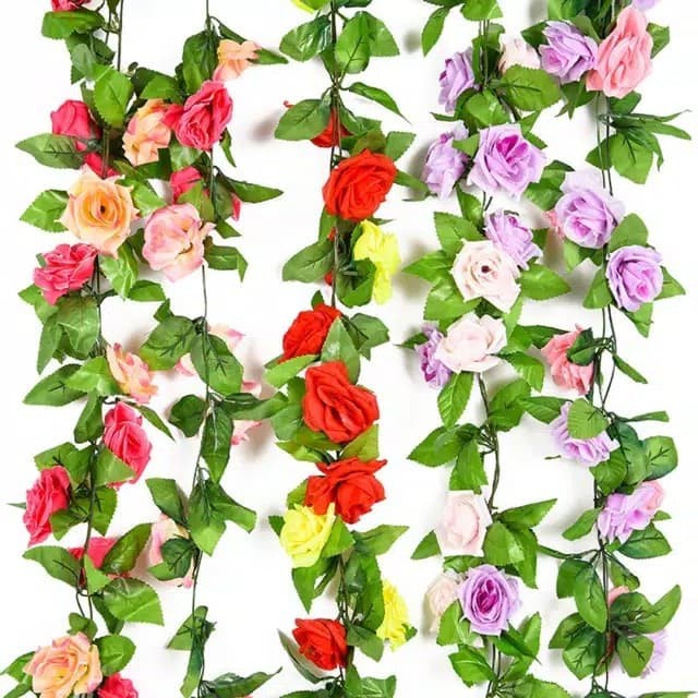 Jual BUNGA HIASAN BUNGA PLASTIK ROSE MAWAR GANTUNG MERAMBAT JALAR HIAS ...
