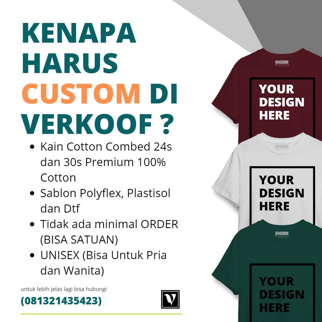 Jual Verkoof Kaos Custom / Kaos Polos / Kaos Unisex / Custom Kata-Kata ...