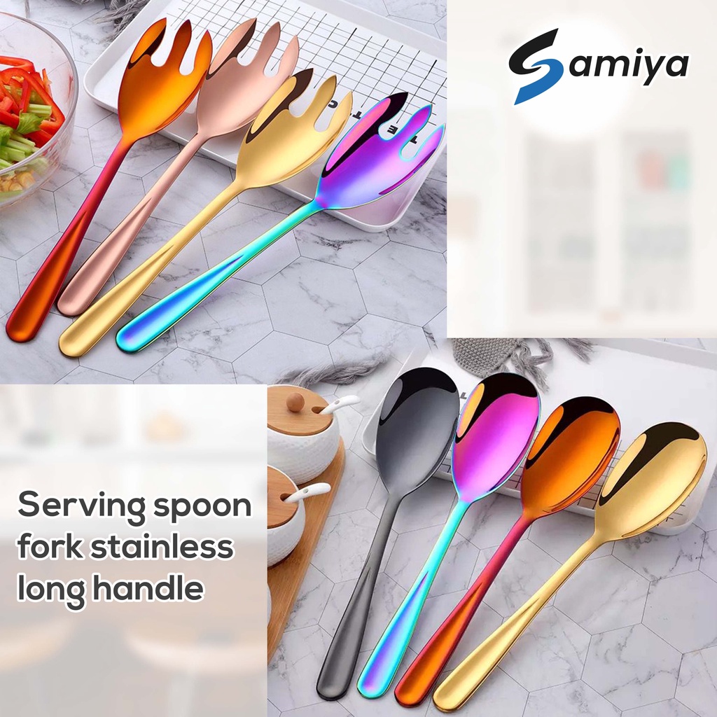 Jual serving spoon fork set stainless / sendok garpu saji lauk pauk ...