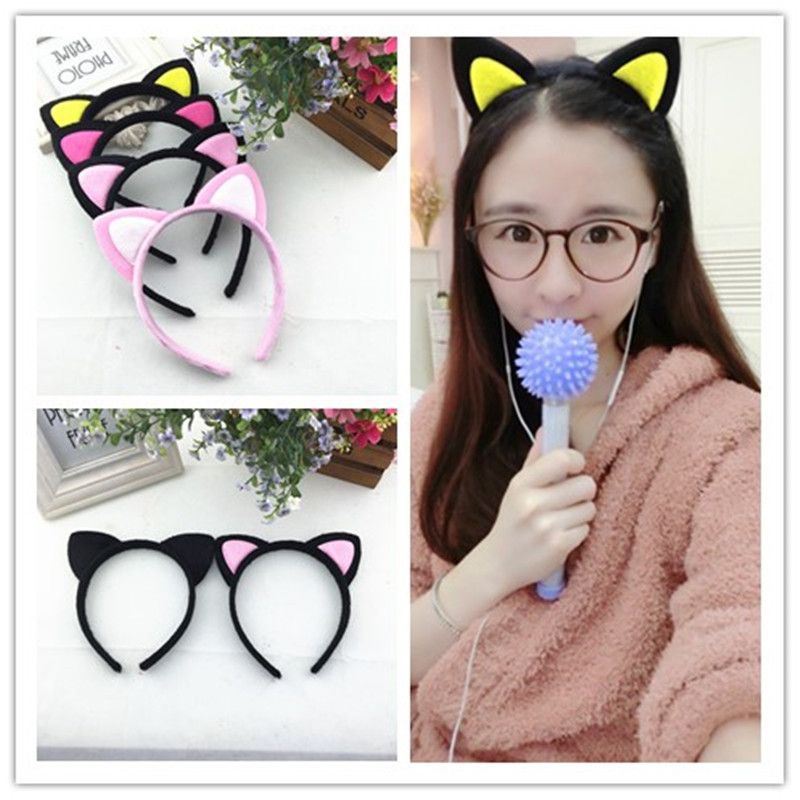 Jual Bando Korea Telinga Kucing / Bandana Rambut Motif Kuping Kucing ...