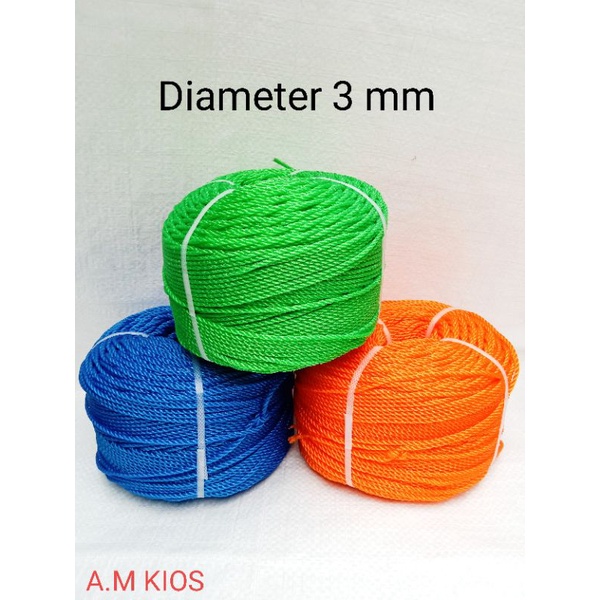 Jual tali tambang plastik kecil 3mm harga per [10 meter], tali tampar diameter 3mm | Shopee ...