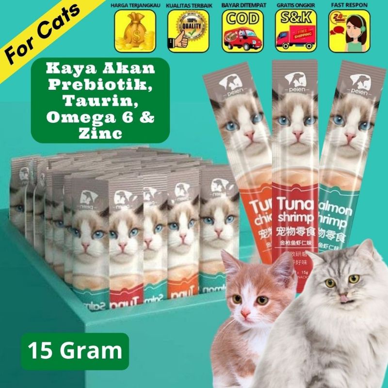 Jual Snack Kucing Basah 15 gram- Cemilan Makanan Kucing Creamy PEIEN ...