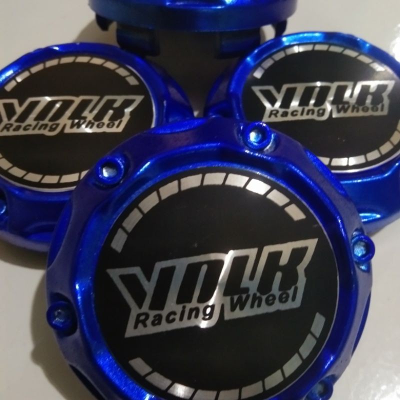 Jual Dop center velg logo Volk Racing.Variasi cembung biru.Diameter 6,5 ...