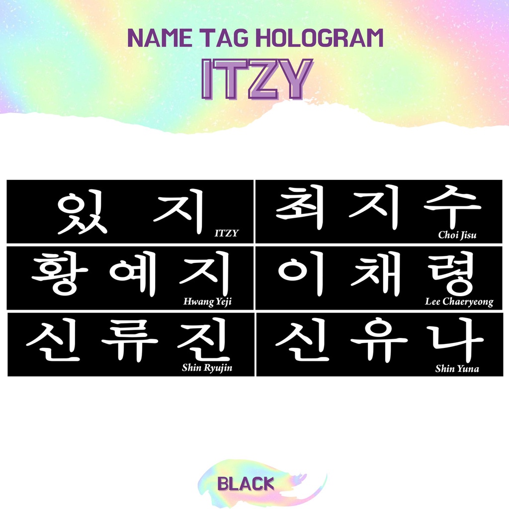 Jual TRANSPARAN STIKER HOLOGRAM ITZY NAMETAG (HARGA 2 PCS) NAME TAG ...
