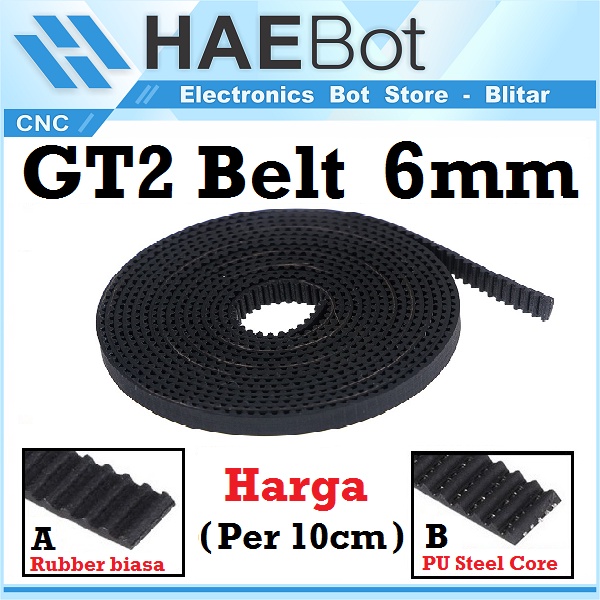 Jual [HAEBOT] GT2 Timing Belt 6mm Rubber PU Steel Core W6 10cm Pitch ...