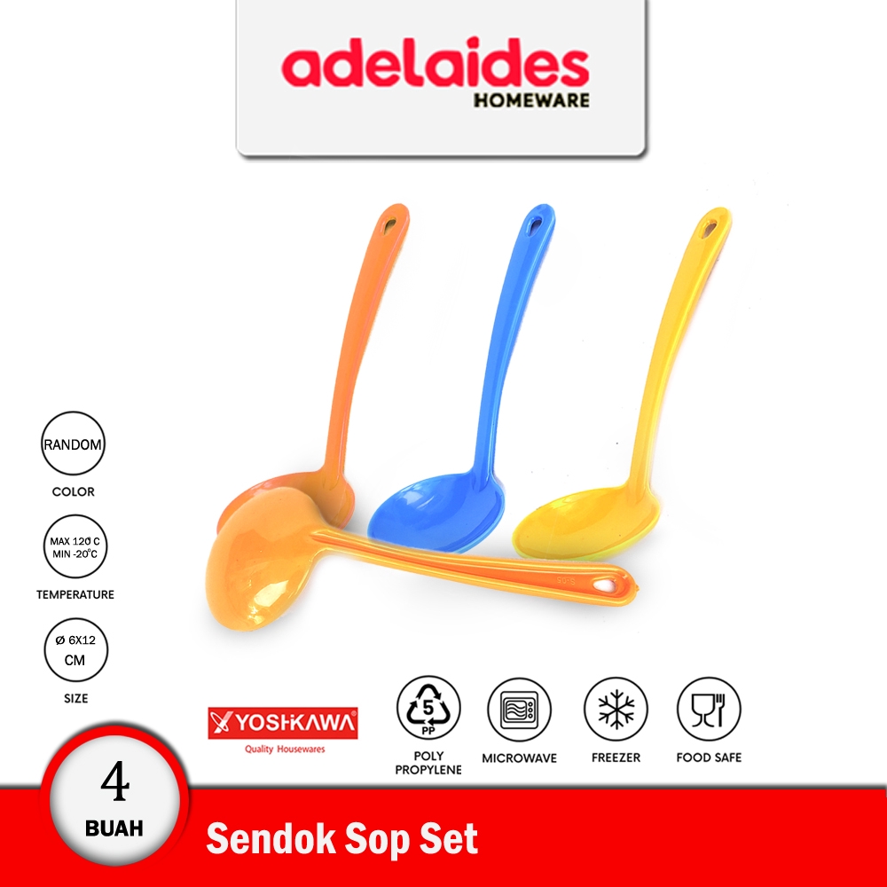 Jual Yoshikawa Sendok Sop Plastik set isi 4 buah Warna Random | Shopee ...