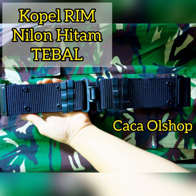Jual Sabuk Kopel Rim Hitam PDL Kait Besi Nilon Tebal STD TNI POLRI ...