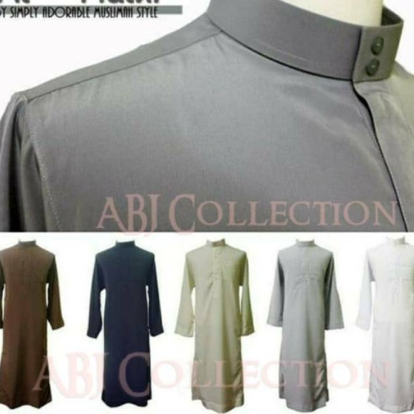 Jual Gamis Jubah Pria Saudi Kerah Tinggi Mewah model haramain jahitan ...