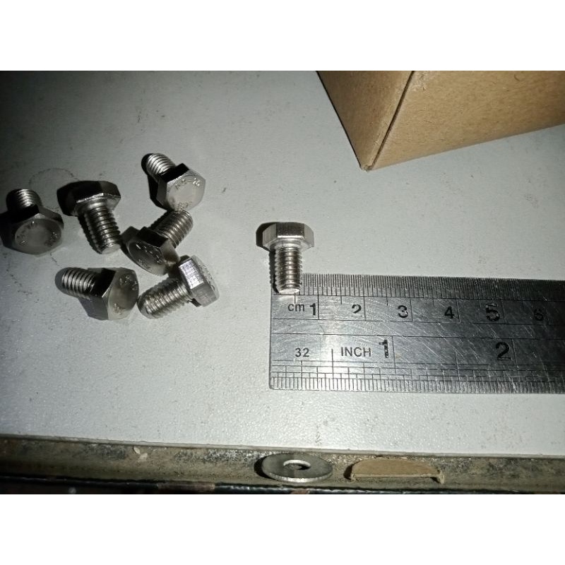 Jual baut hex M6 X 10 (1cm) stainless 304 THE A2-70 | Shopee Indonesia