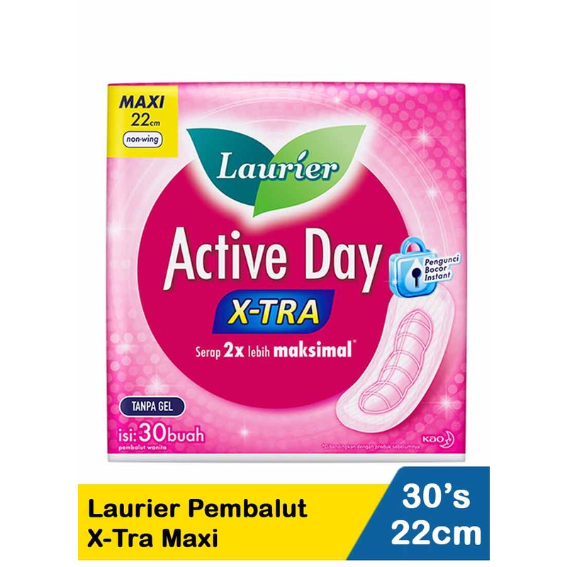 Jual Laurier Active Day X-TRA MAXI 22cm non-wing isi 30 Softex Pembalut ...