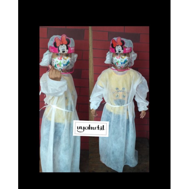Jual baju apd anak surgical gown disposable + nursecap / hazmat ...